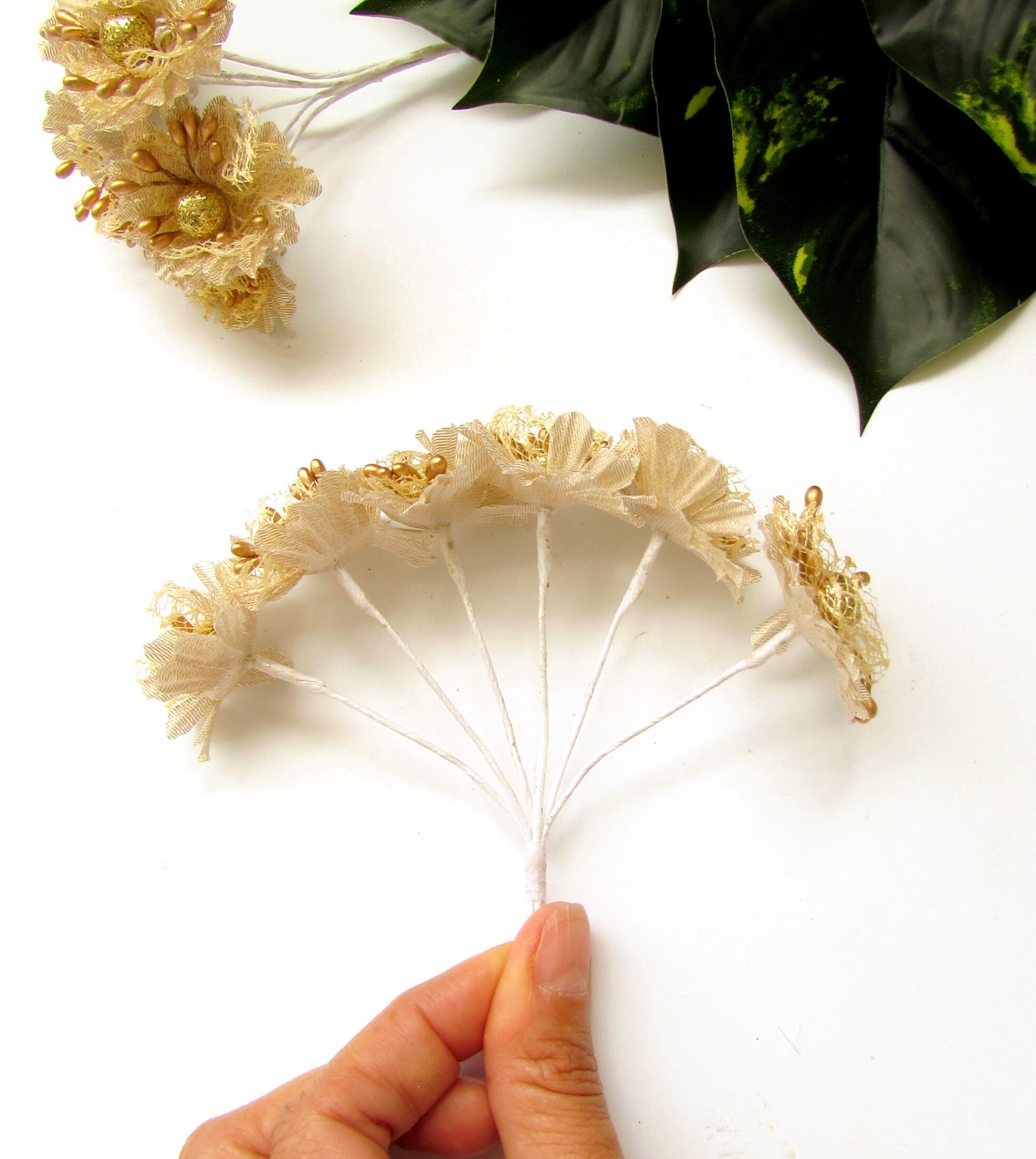 12 Small Gold and Silver Fake Flowers for Millinery and Floral - Etsy