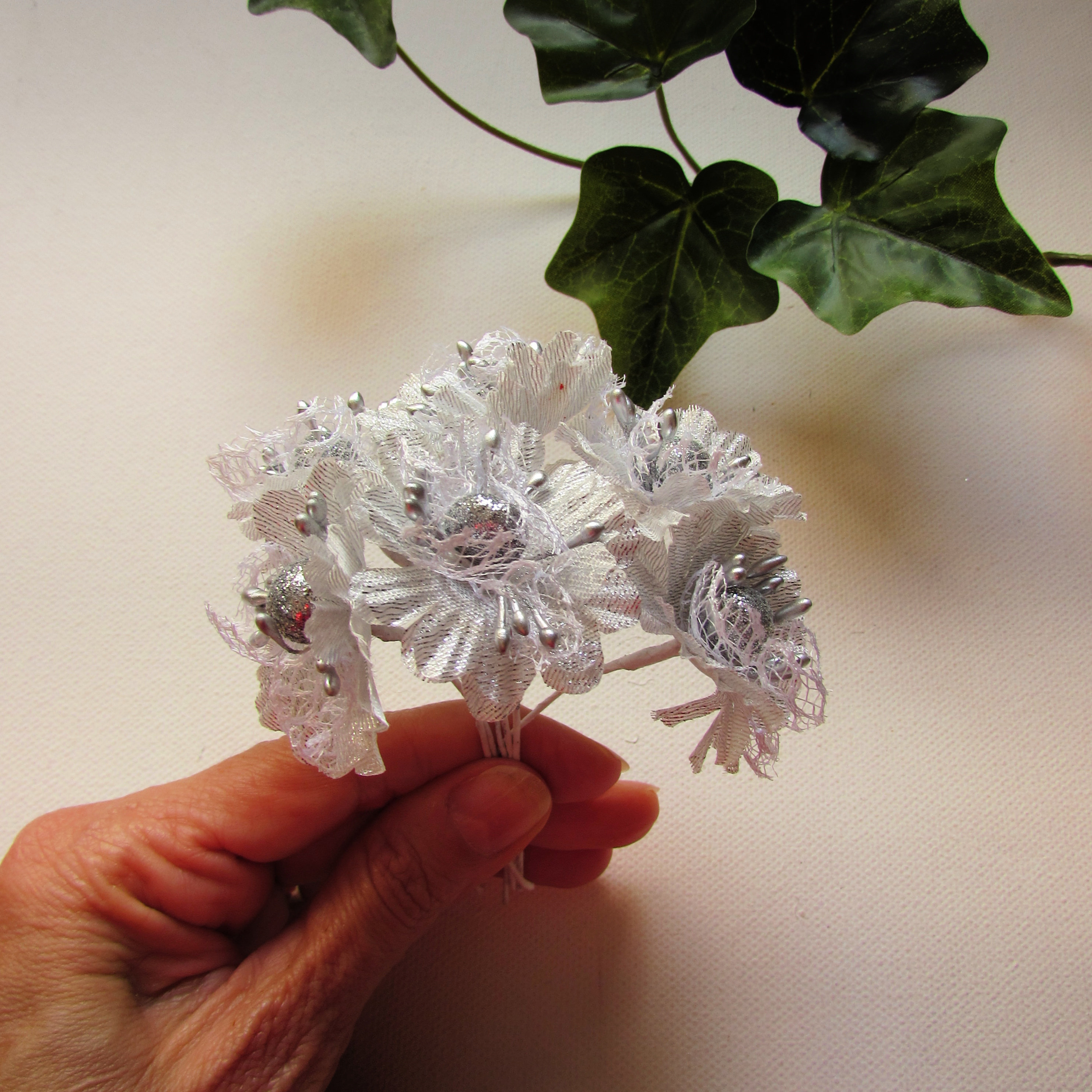 12 Small gold and silver fake flowers for millinery and floral | Etsy