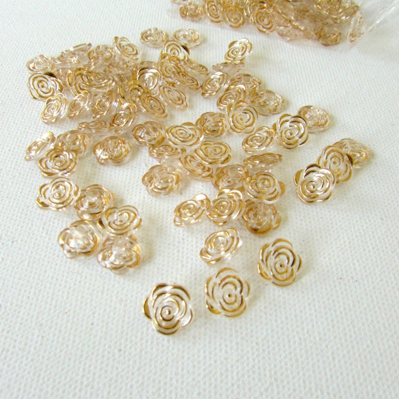 25 Gold Roses Sewing Buttons 13-15 Mm Transparent Shank - Etsy