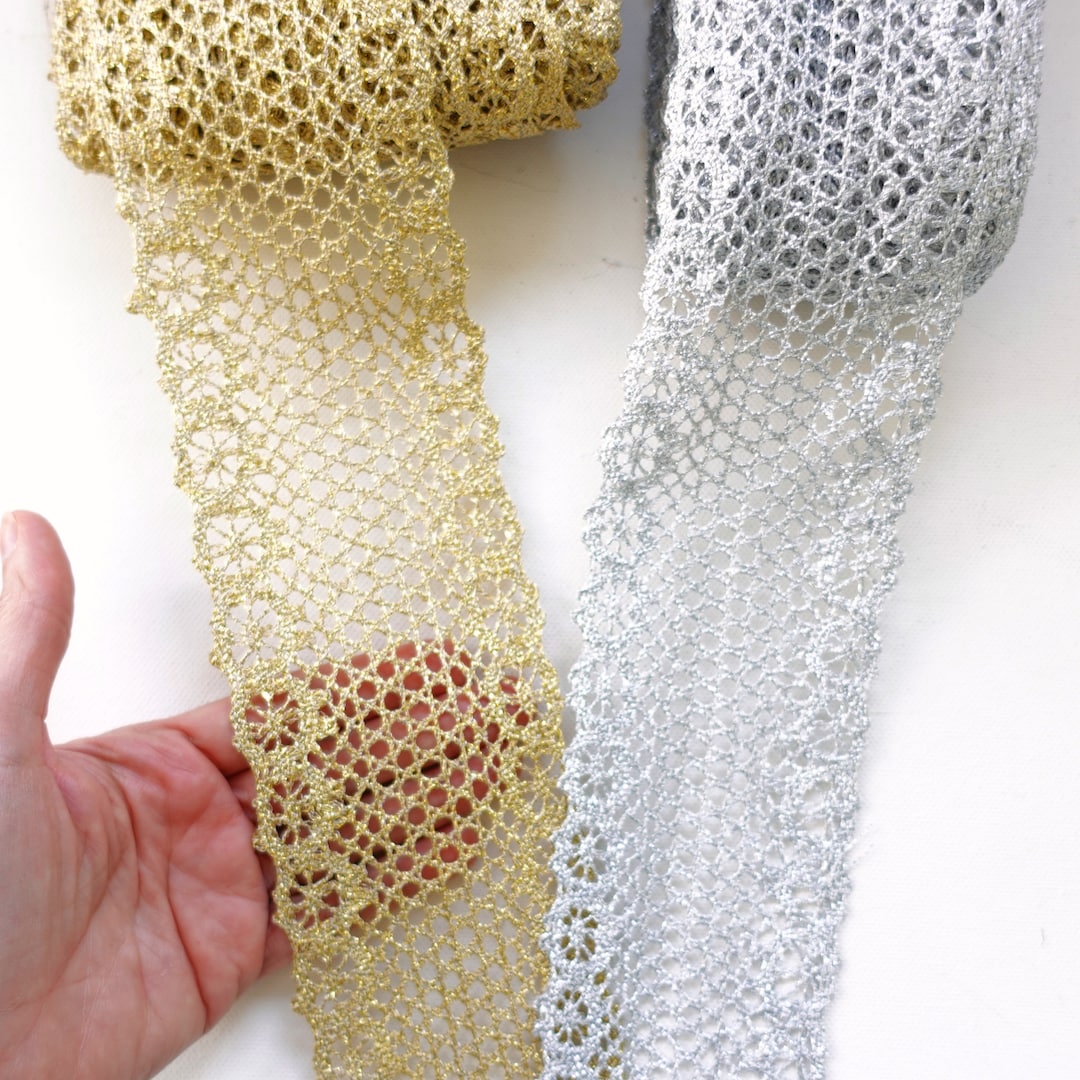 Gold Silver Lace Sold by the Yard 7.5 Cm Wide - Etsy