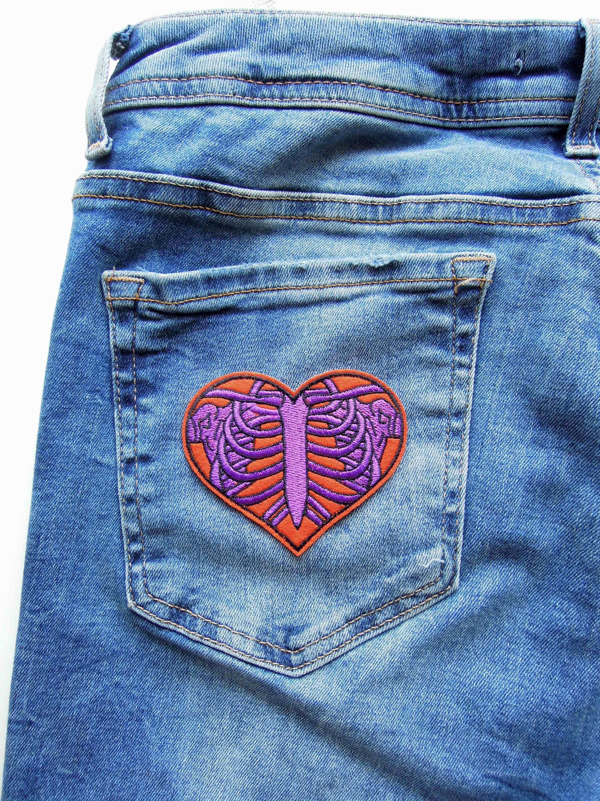 Skeleton Heart Iron Patch Rib Cage Embroidered Applique Goth | Etsy UK