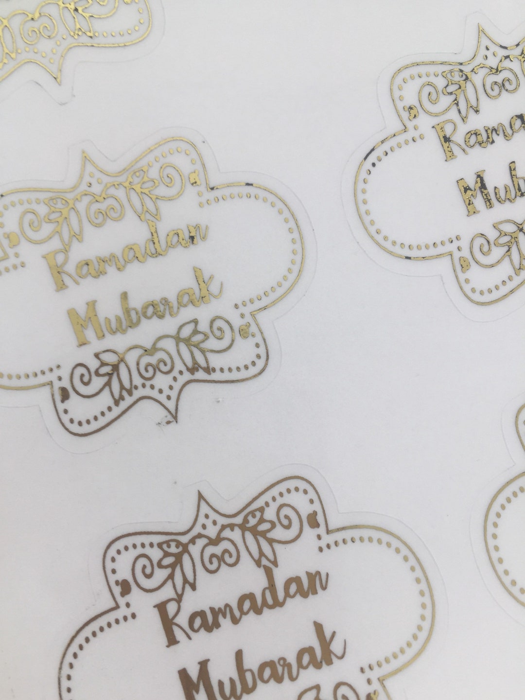 Gold Foiled Transparent Stickers, Eid Mubarak Stickers, Ramadan Mubarak ...