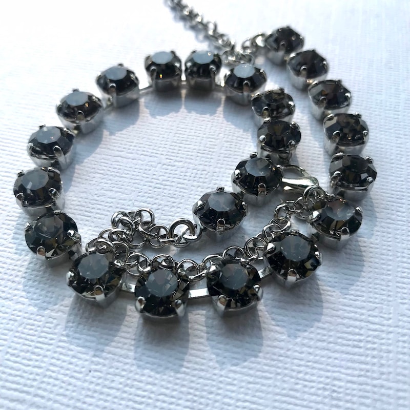 Black Swarovski Crystal Bracelet - Etsy