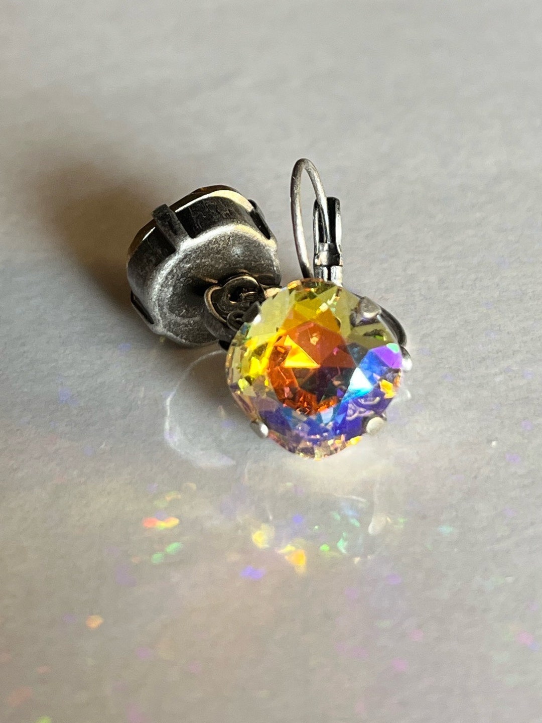 12mm Crystal Lever Back Earrings Cystals Cushion Cut - Etsy