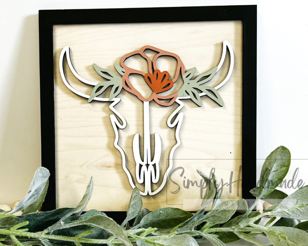 Floral Aztec Cow Skull Wall Hanging - Western - Nursery - Home Decor ...
