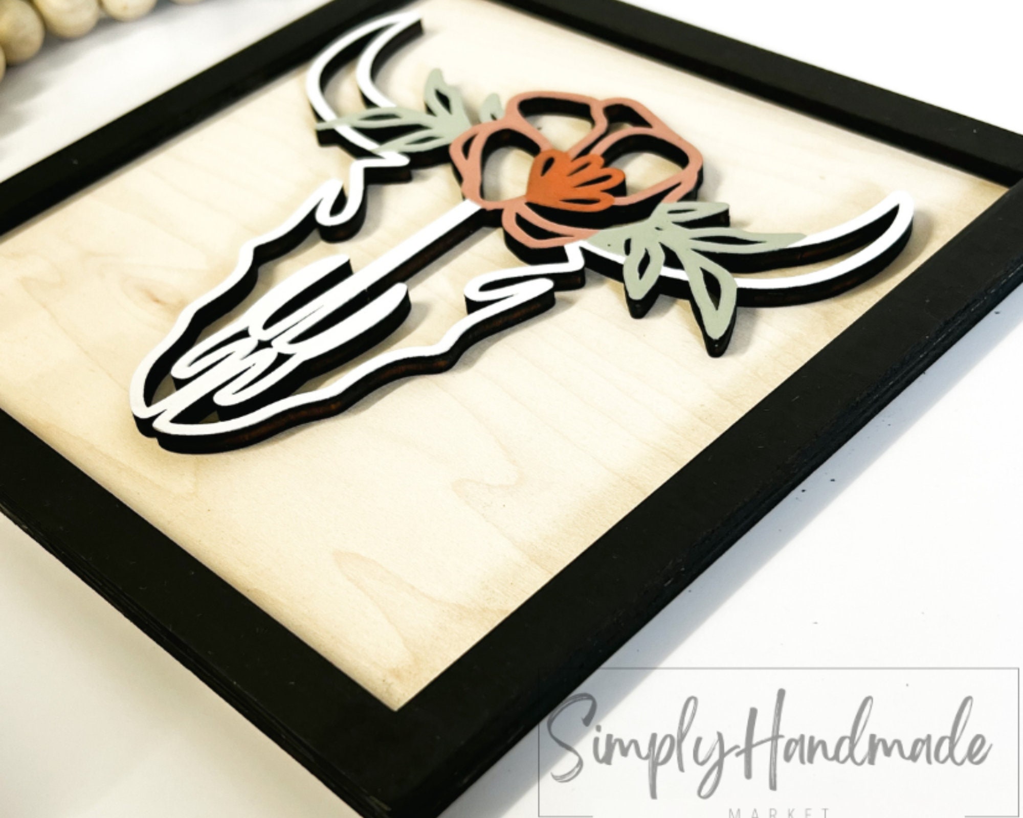 Floral Aztec Cow Skull Wall Hanging - Western - Nursery - Home Decor ...