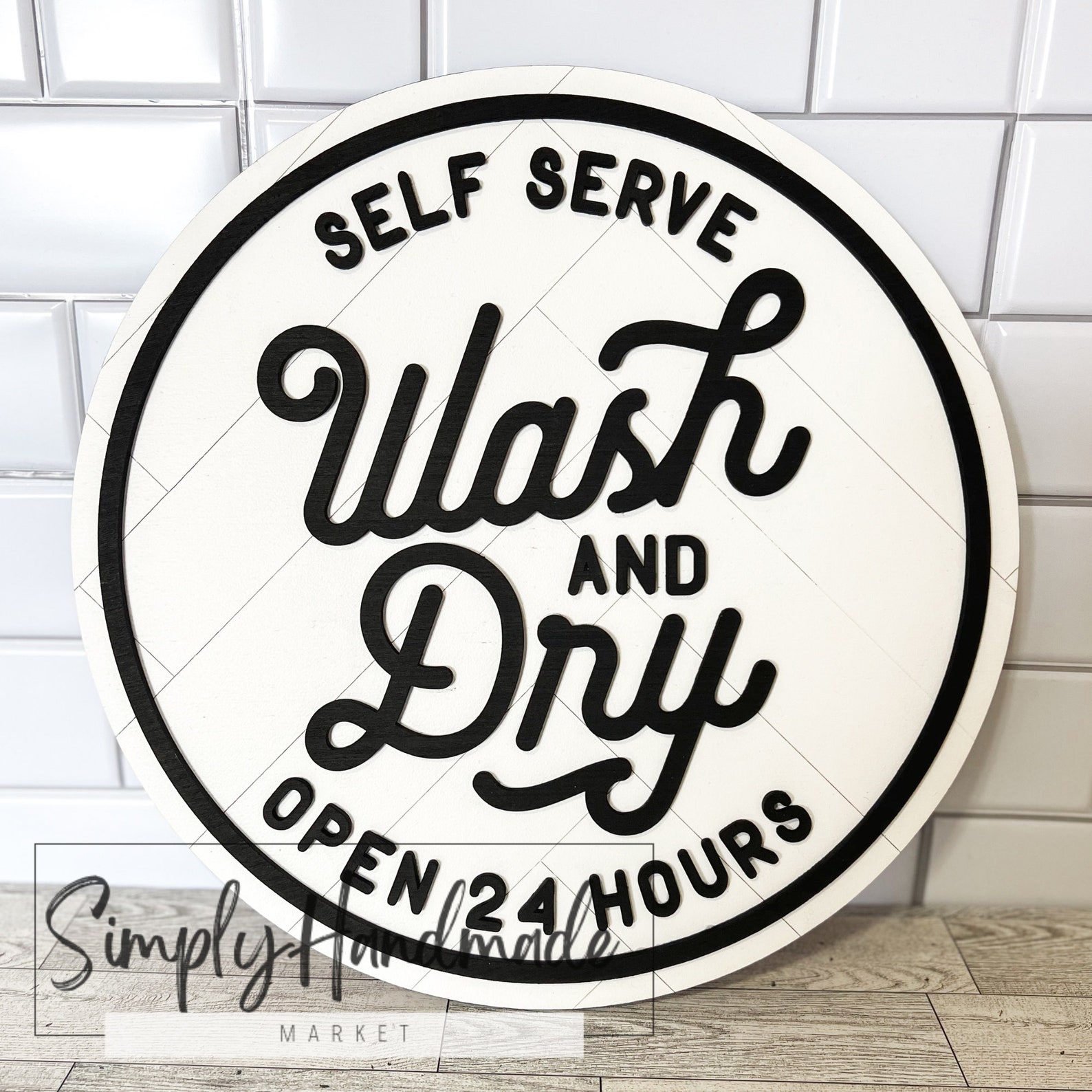 Wash and Dry Round Laundry Room Sign Decor - Etsy