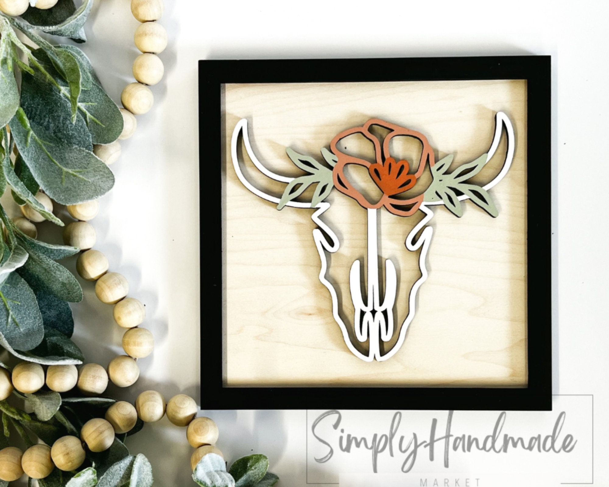 Floral Aztec Cow Skull Wall Hanging - Western - Nursery - Home Decor ...