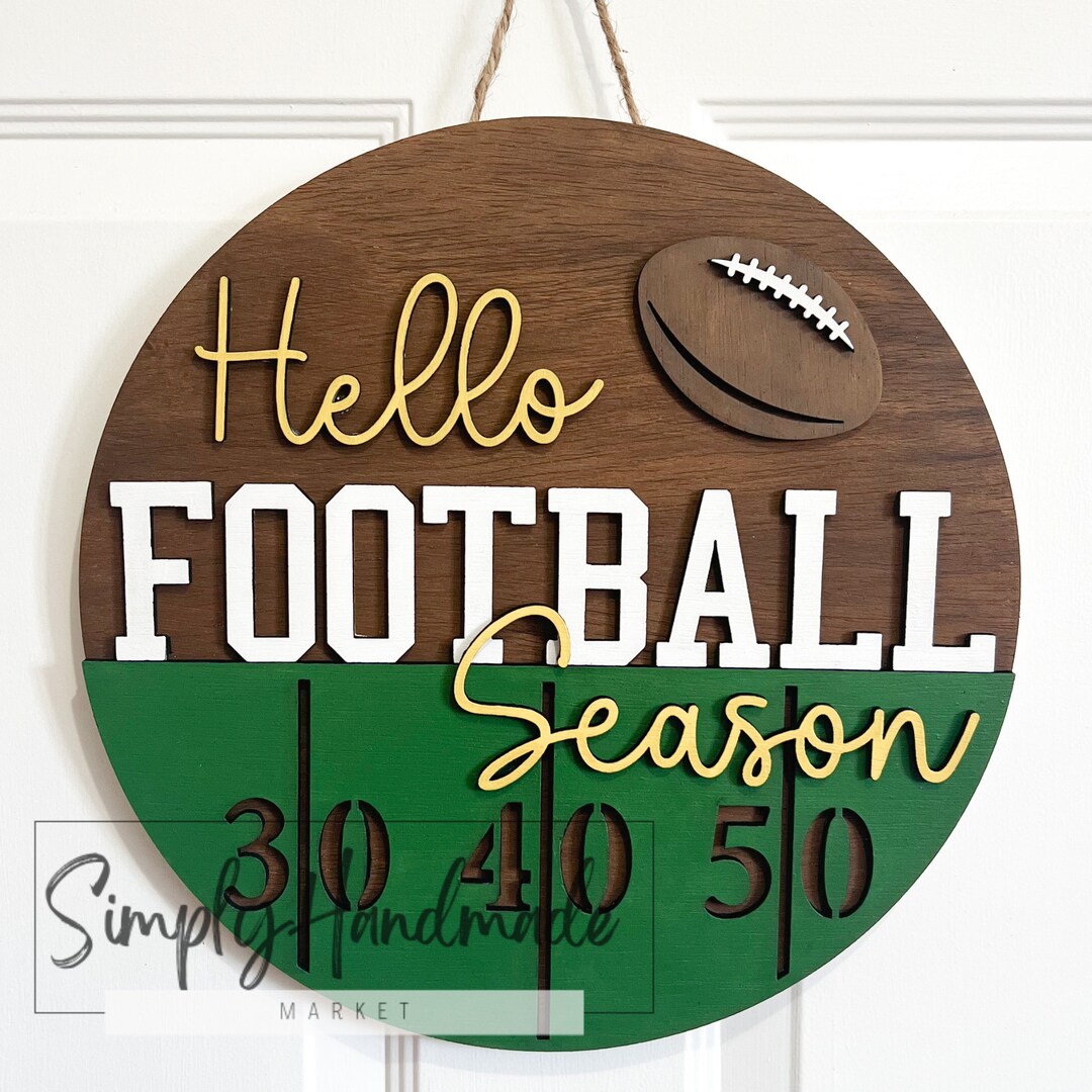 Hello Football Season Door Hanger Round - Etsy