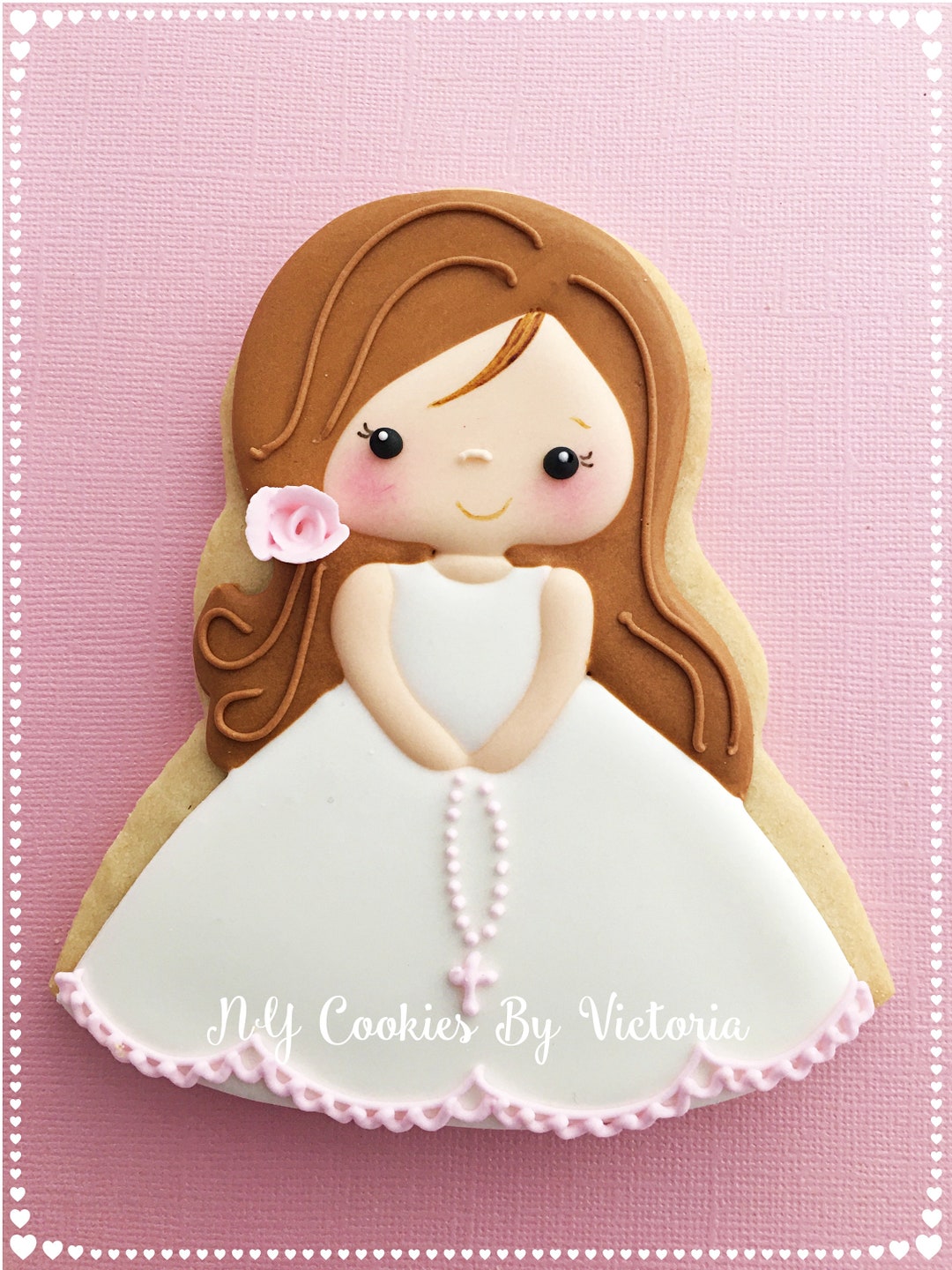 Custom "long Hair" -first Communion Girl Cookie, My First Communion ...