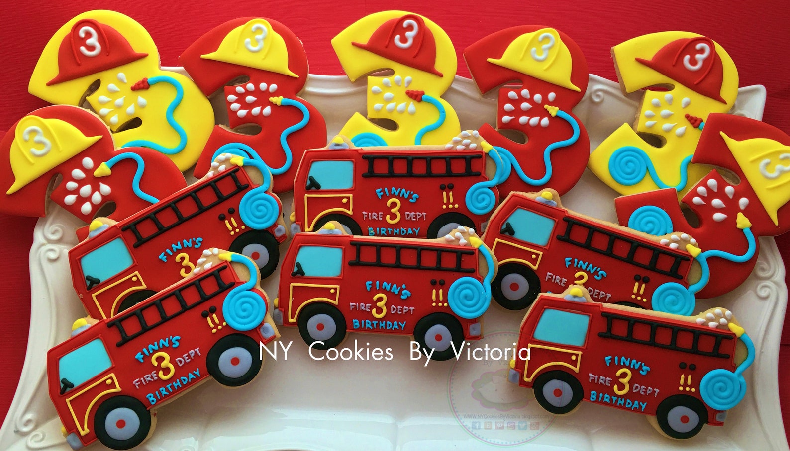 Fire Truck Theme Birthday Cookies Fire Truck Cookies - Etsy