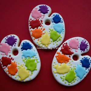 Paint Palette Cookies - Art Birthday Party Theme Cookies - or PYO Paint ...