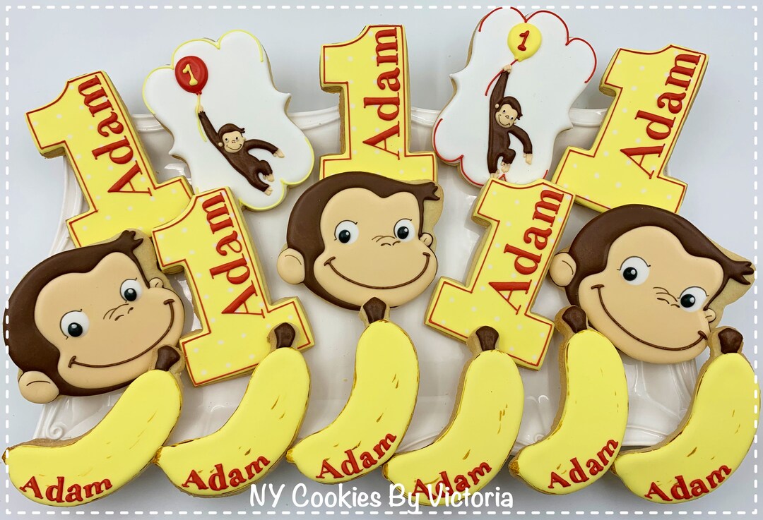 Custom Curious George Cookies, Birthday Cookie , Birthday Party Custom ...