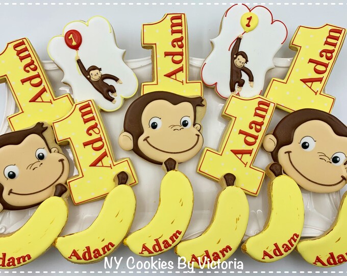 Custom Curious George Cookies, Birthday Cookie , Birthday Party Custom ...