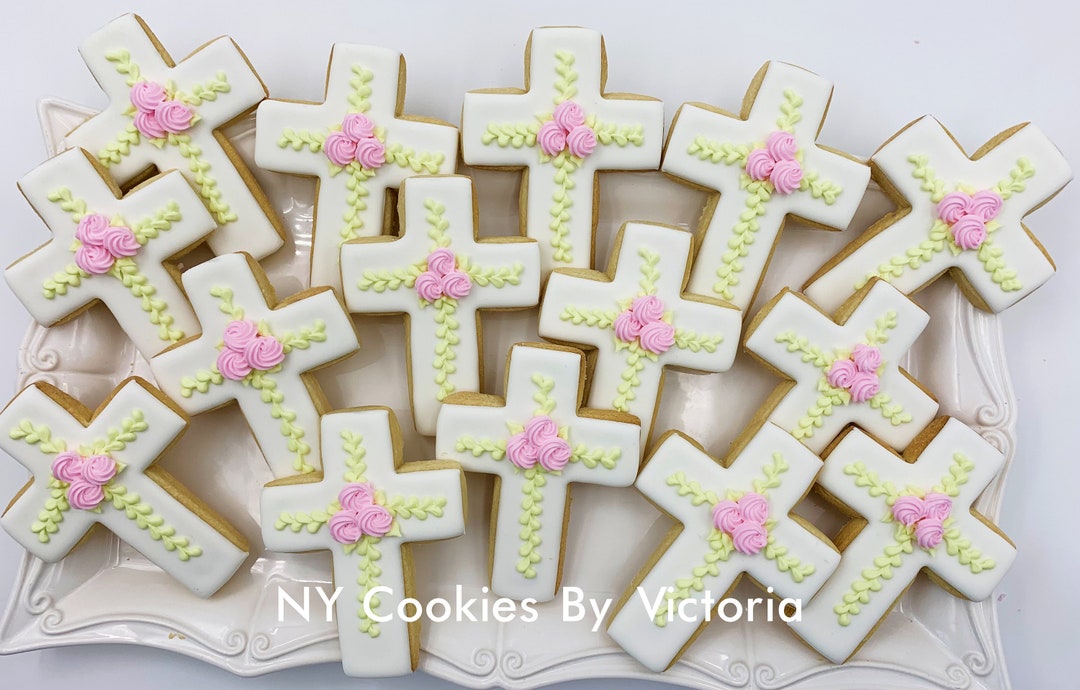 Baptism Rosette Cross Cookie, Christening Gift, First Communion Cross ...
