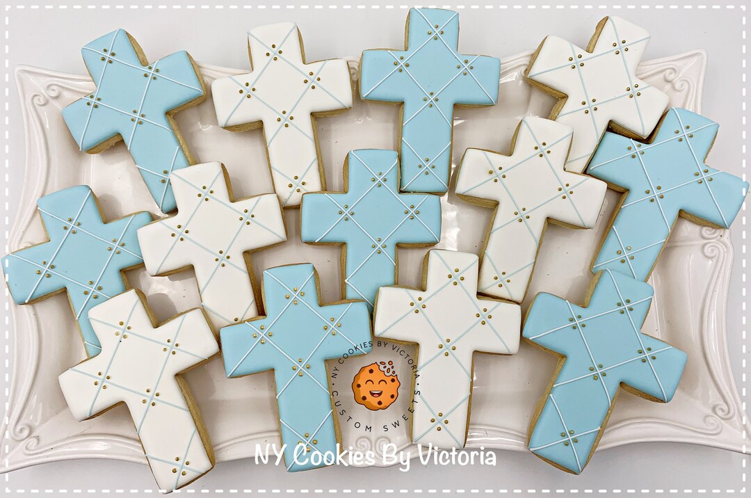 First Communion Cross Cookies Favors, Baptism Cross Cookie, Christening ...
