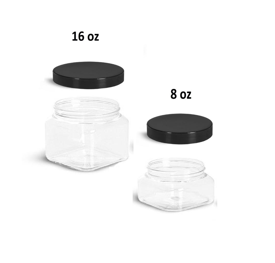 Empty-transparent-square-clear-plastic-jar With Cap - Etsy