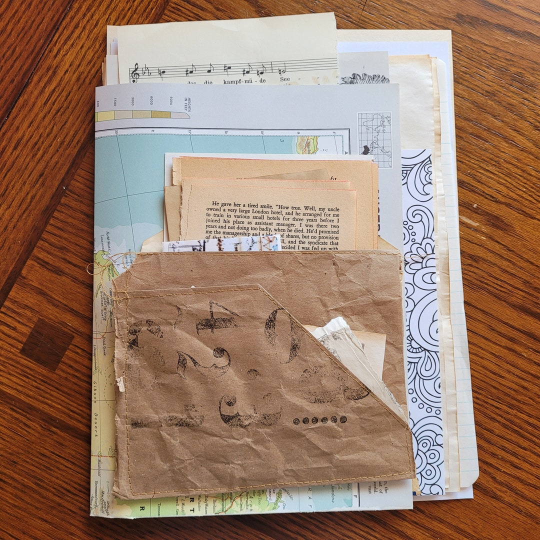 Vintage Ephemera Paper Pack: Maps, Music, Dictionary, Stamps, Coffee ...