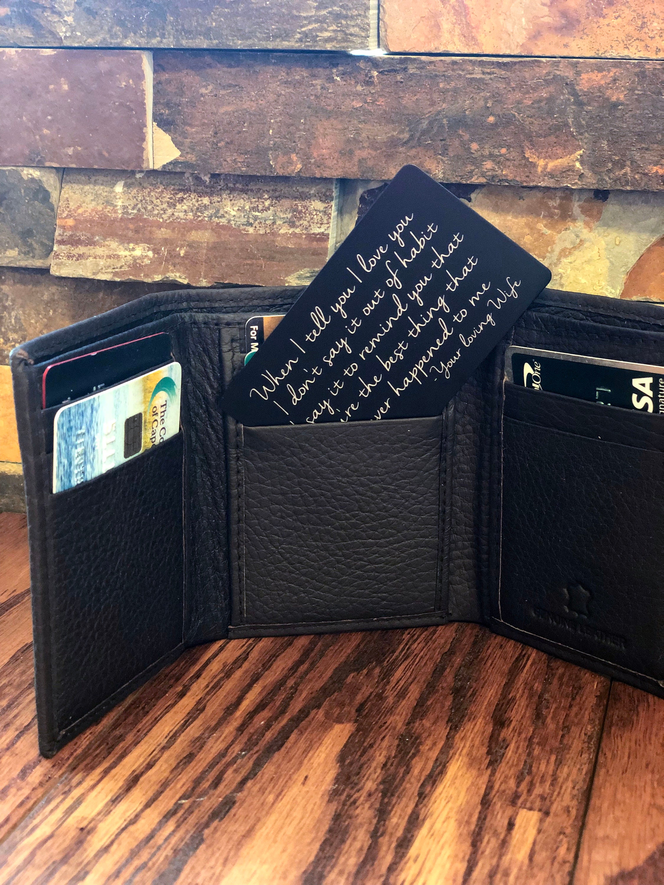 Custom Wallet Card Insert Engraved Gifts for Him Husband | Etsy