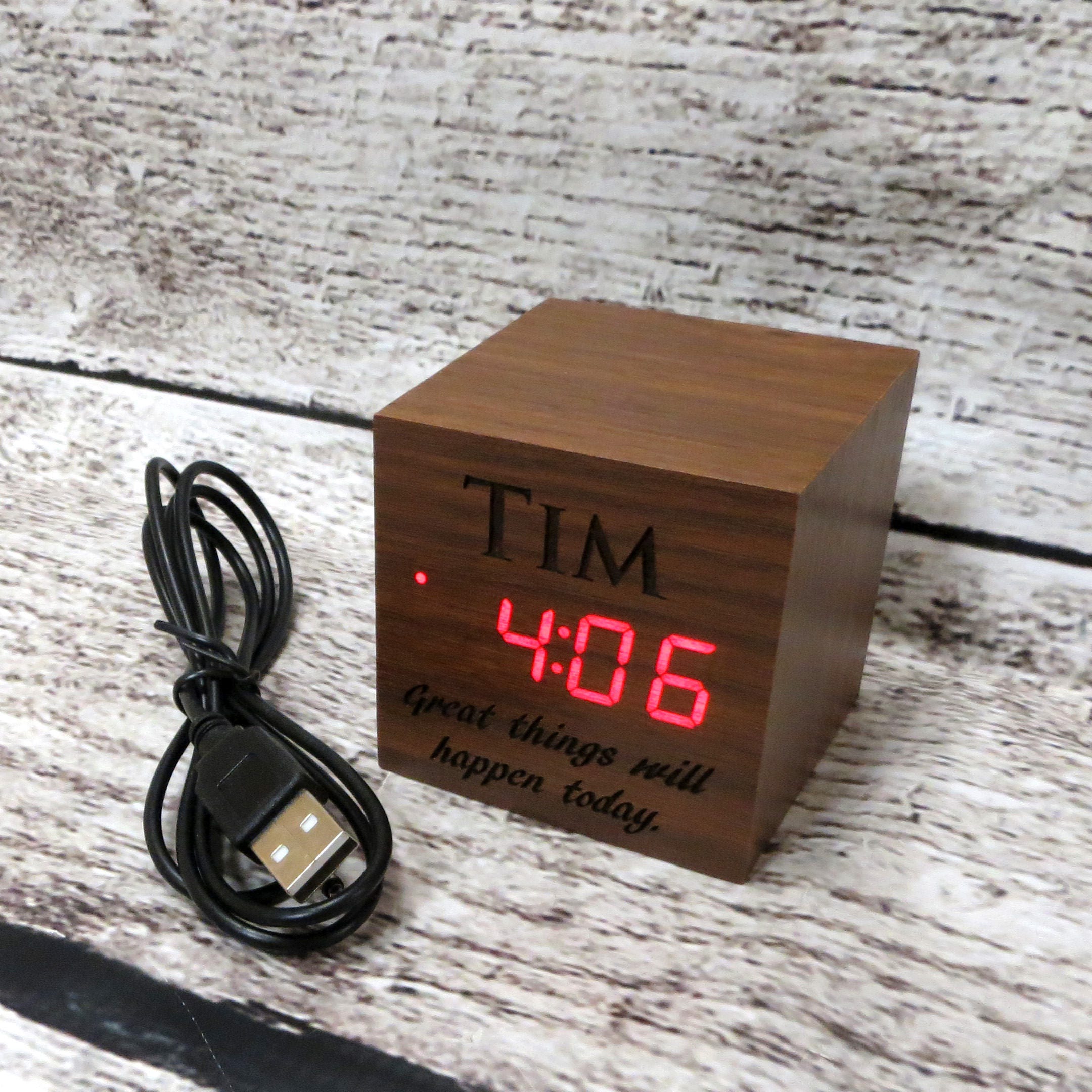 Personalized Wood Alarm Clock Customized Digital Clock House | Etsy