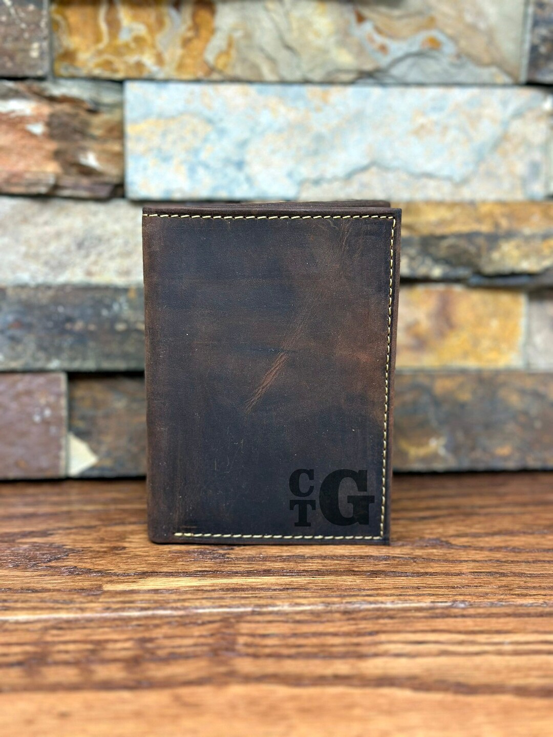 Personalized Rustic Leather Wallet, RFID, Trifold, Groomsmen ...
