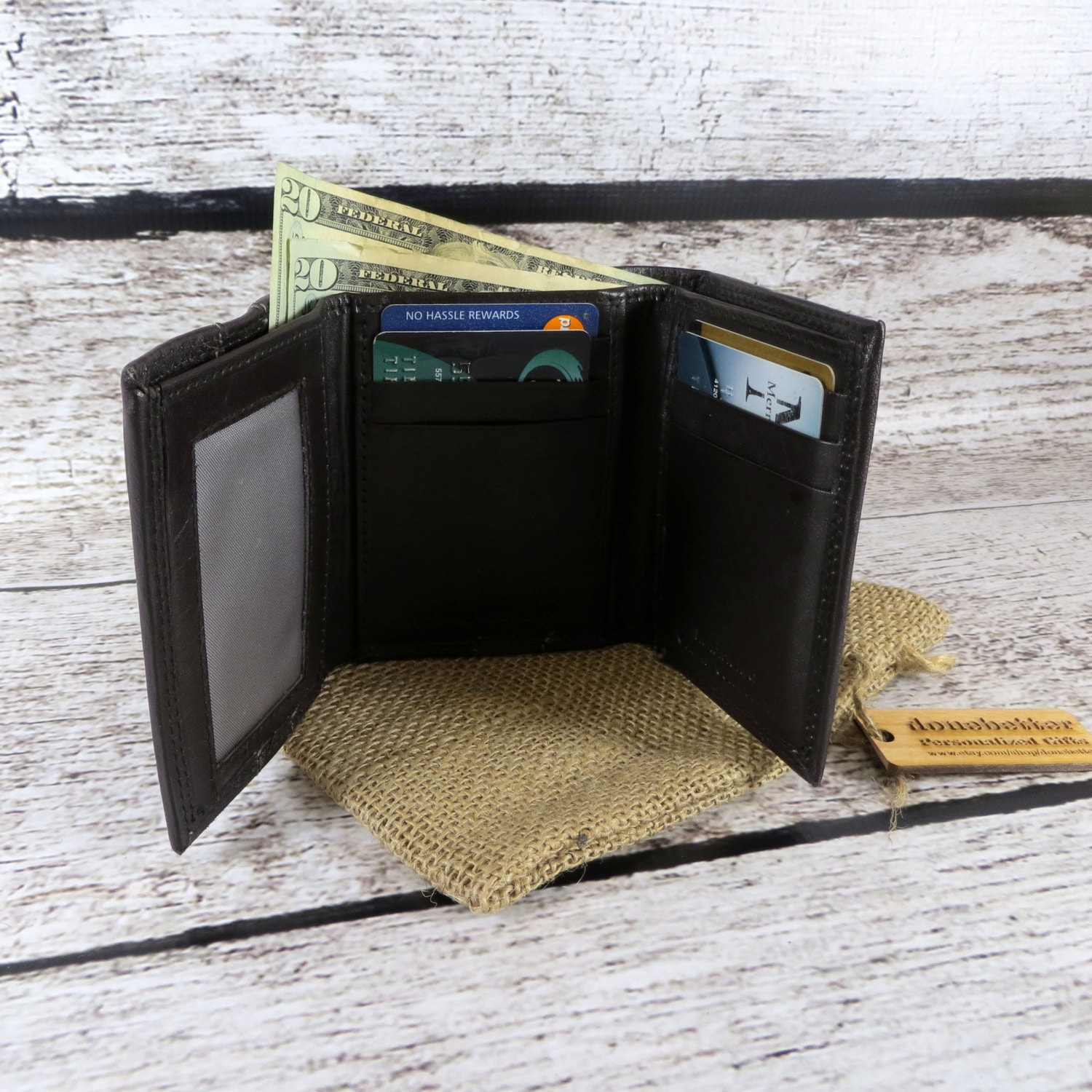 Leather Tri Fold Wallet Personalized - Gifts for Men - Fathers Day ...