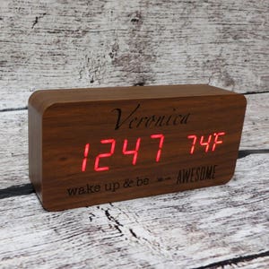 Personalized Wooden Clock - Customized Alarm Clock - Engraved House ...