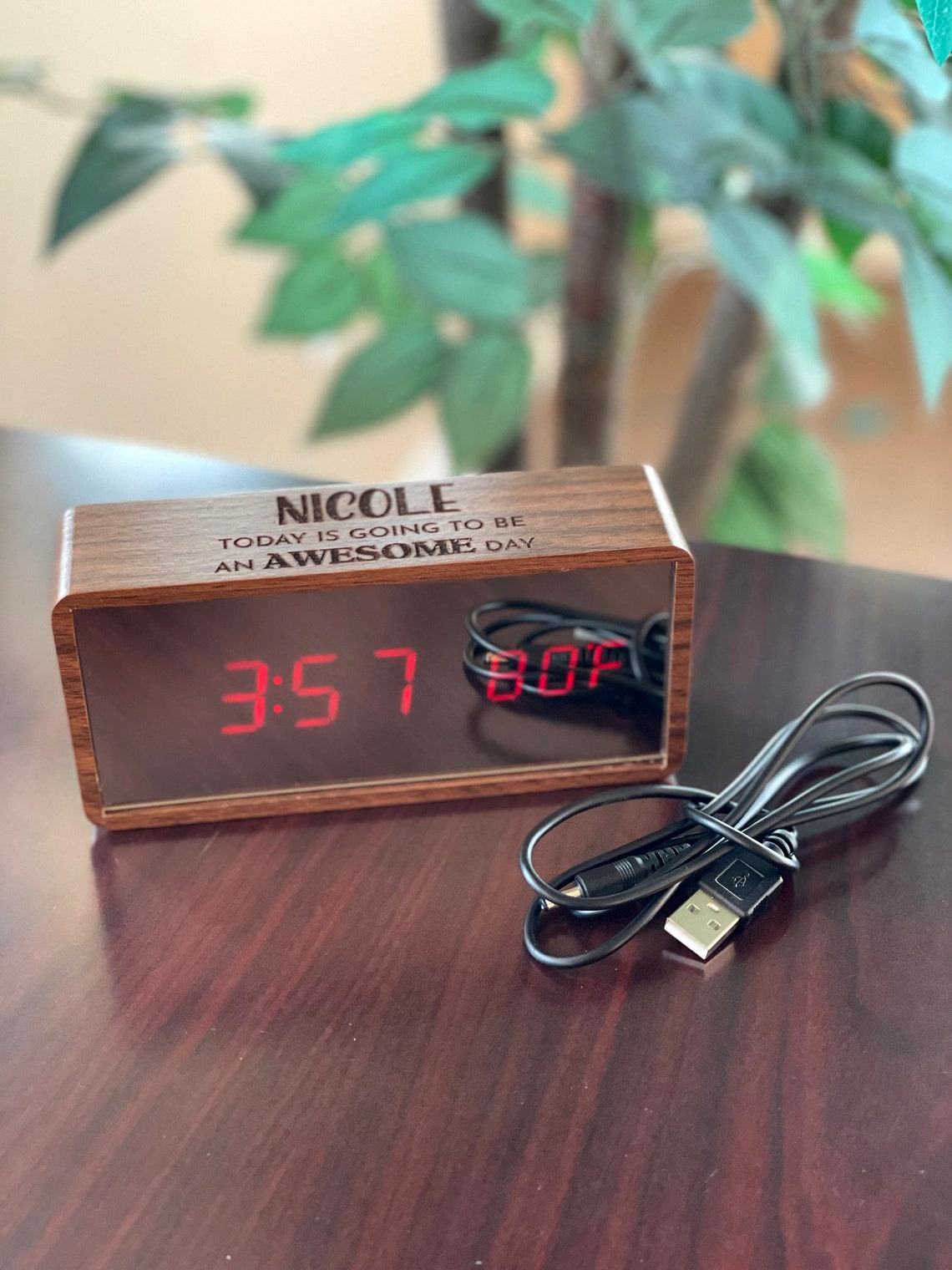 Personalized Wooden Reflective Clock Customized Alarm Clock - Etsy