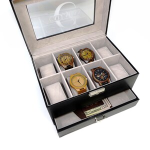 Personalized Watch Box With Jewelry Drawer - Custom Keepsake ...