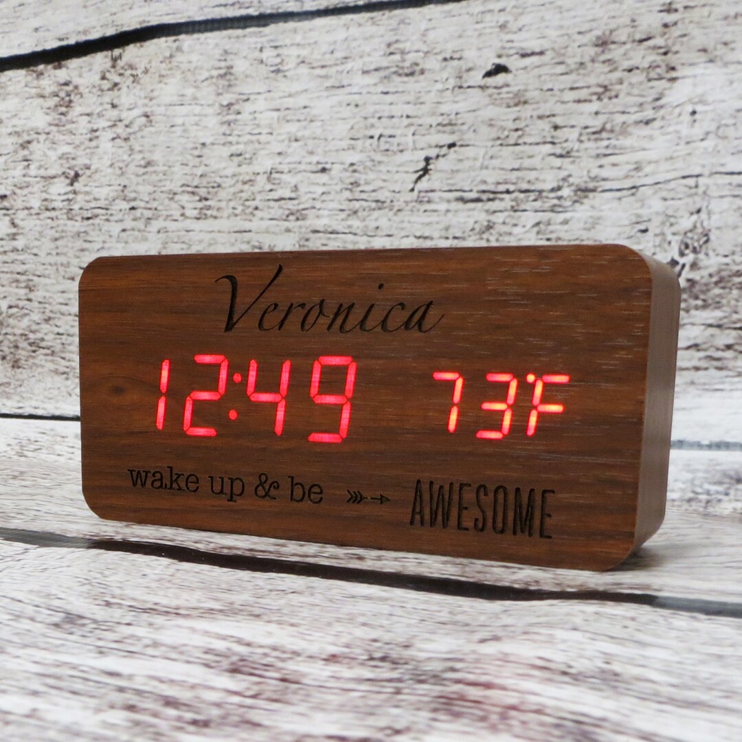 Personalized Wooden Clock - Customized Alarm Clock - Engraved House ...