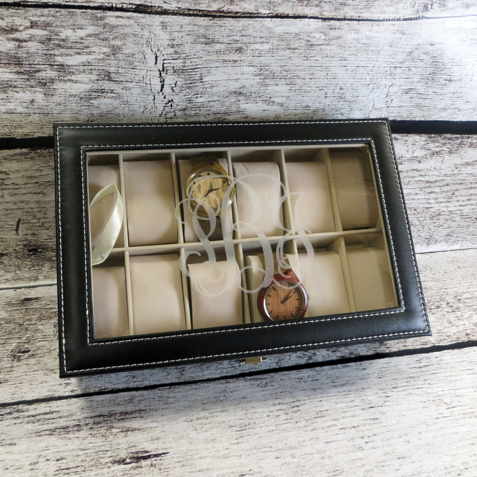 Monogrammed Watch Box Engraved Personalized Groom Husband | Etsy
