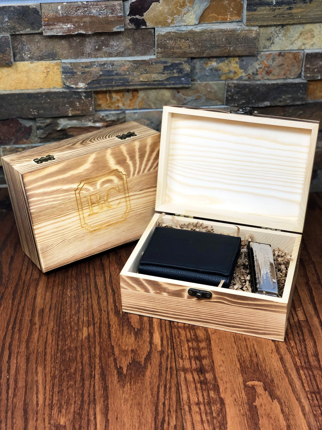 Tri-fold Wallet and Honer Harmonica Gift Set, Personalized Engraved ...