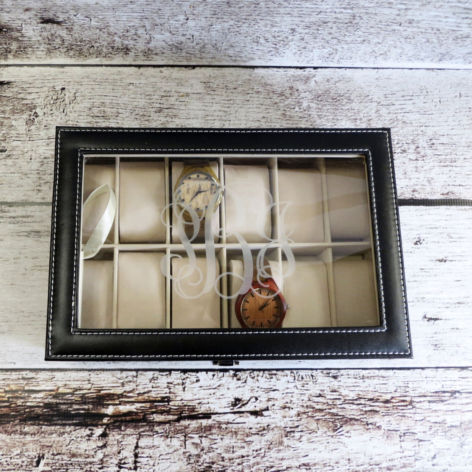 Monogrammed Watch Box Engraved Personalized Groom Husband - Etsy