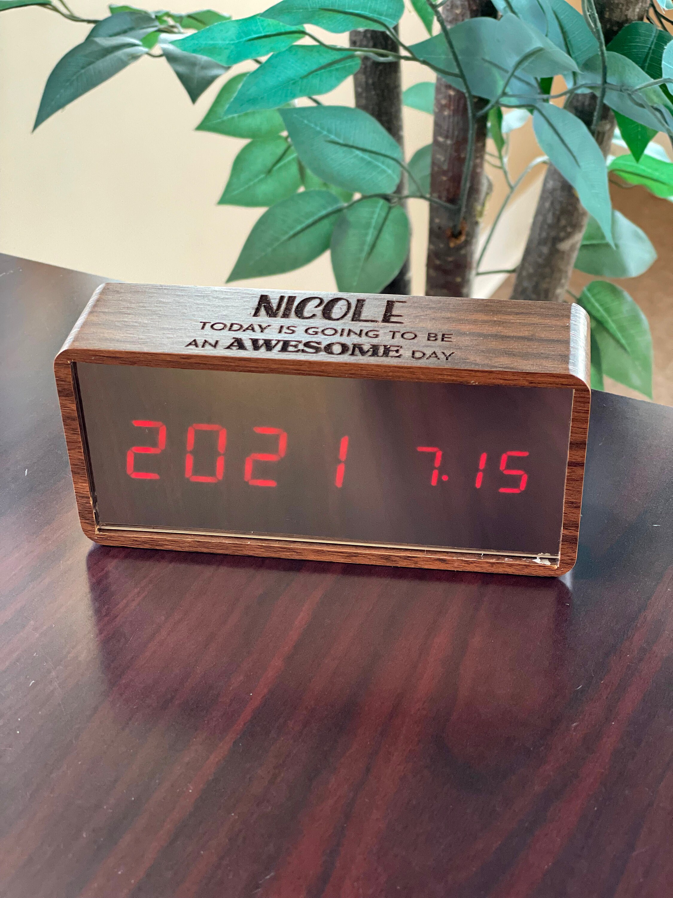 Personalized Wooden Reflective Clock Customized Alarm Clock - Etsy