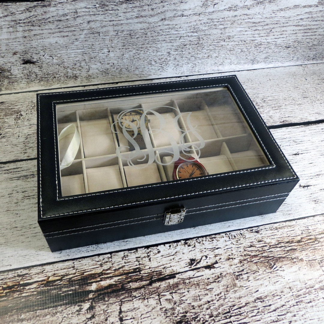 Monogrammed Watch Box, Engraved, Personalized, Groom, Husband, Gifts ...