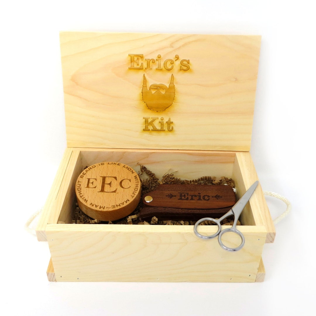 Custom Designed Beard Grooming Gift Set - Handcrafted Wood Box ...