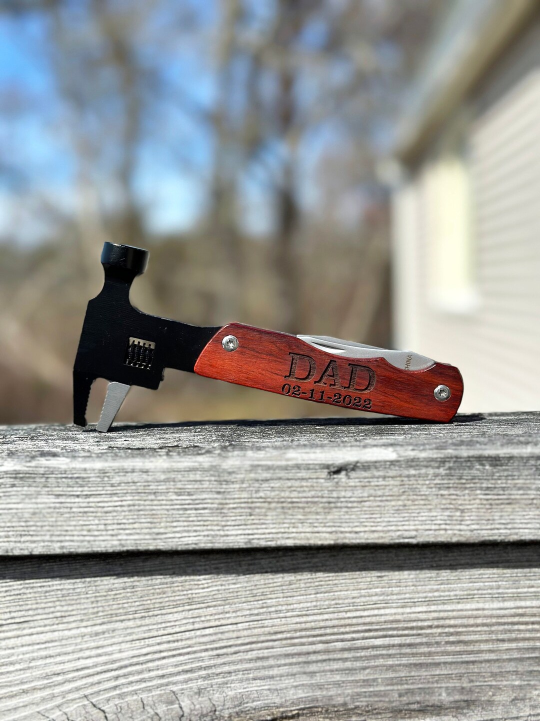 Personalized Wooden Multi-tool Hammer Wrench With Canvas Pouch, Father ...