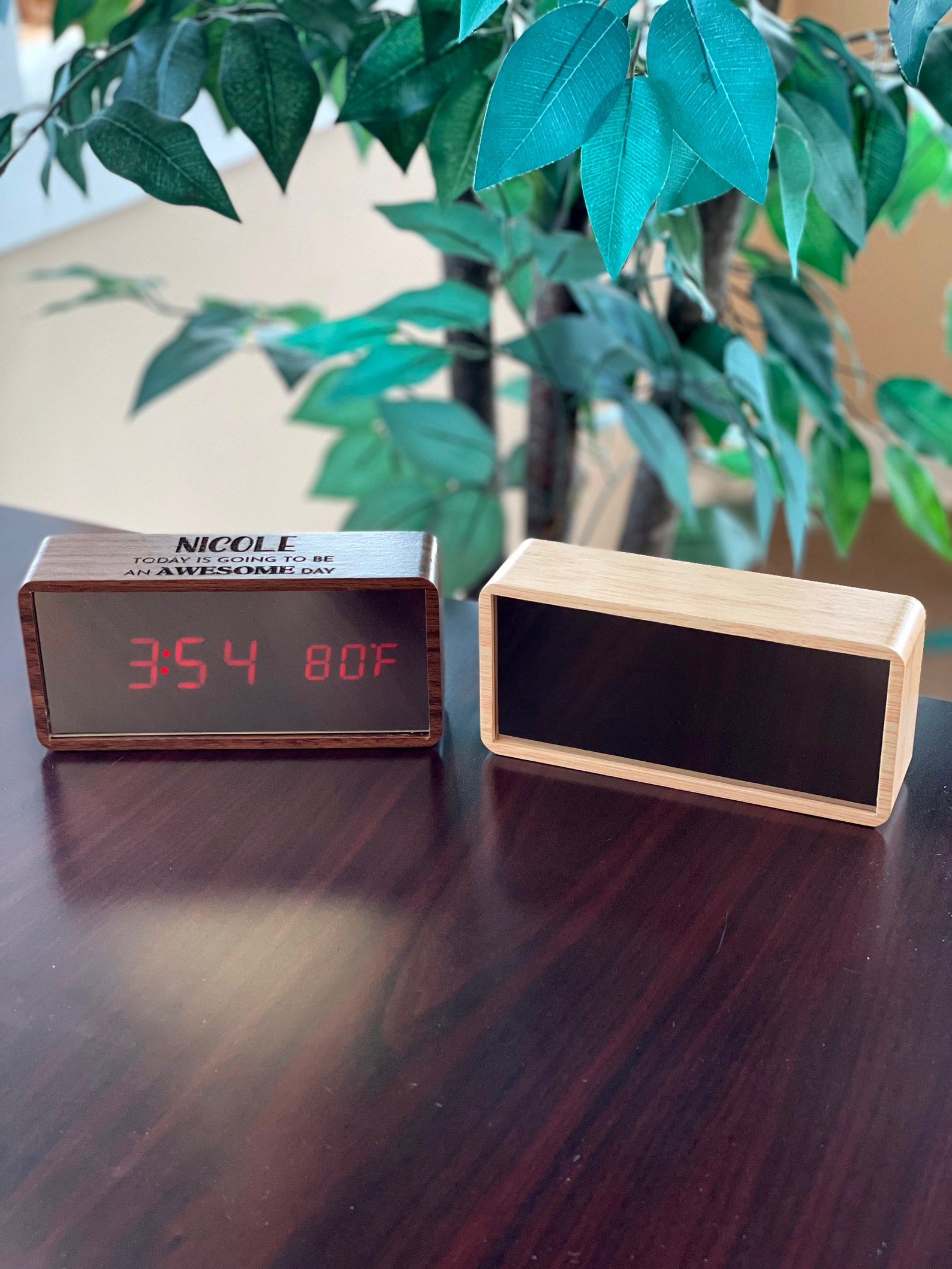 Personalized Wooden Reflective Clock Customized Alarm Clock - Etsy