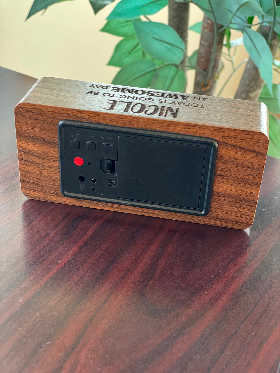 Personalized Wooden Reflective Clock, Customized Alarm Clock, Engraved ...