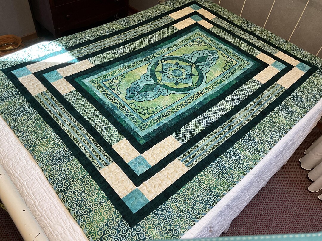 Handmade Stonehenge Lap Quilt Wall Quilt Teal Green Quilt - Etsy