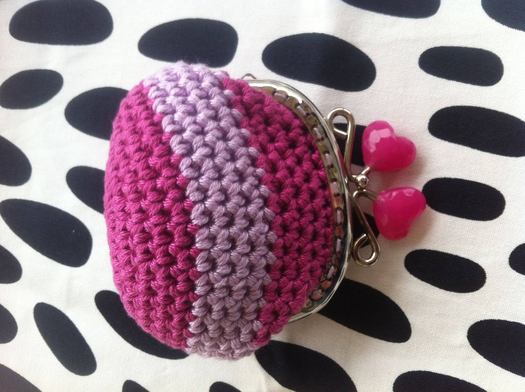 Crochet Coin Purse, Click Clack Closure, Fuchsia and Lilac Color - Etsy