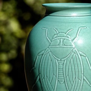 Hand Carved Porcelain Cicada Vase - Etsy
