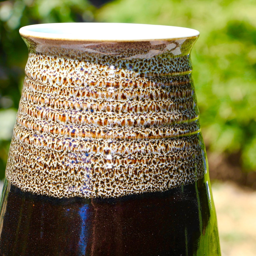 Mottled Tenmoku Porcelain Wide Base Vase 11 Inches Tall - Etsy