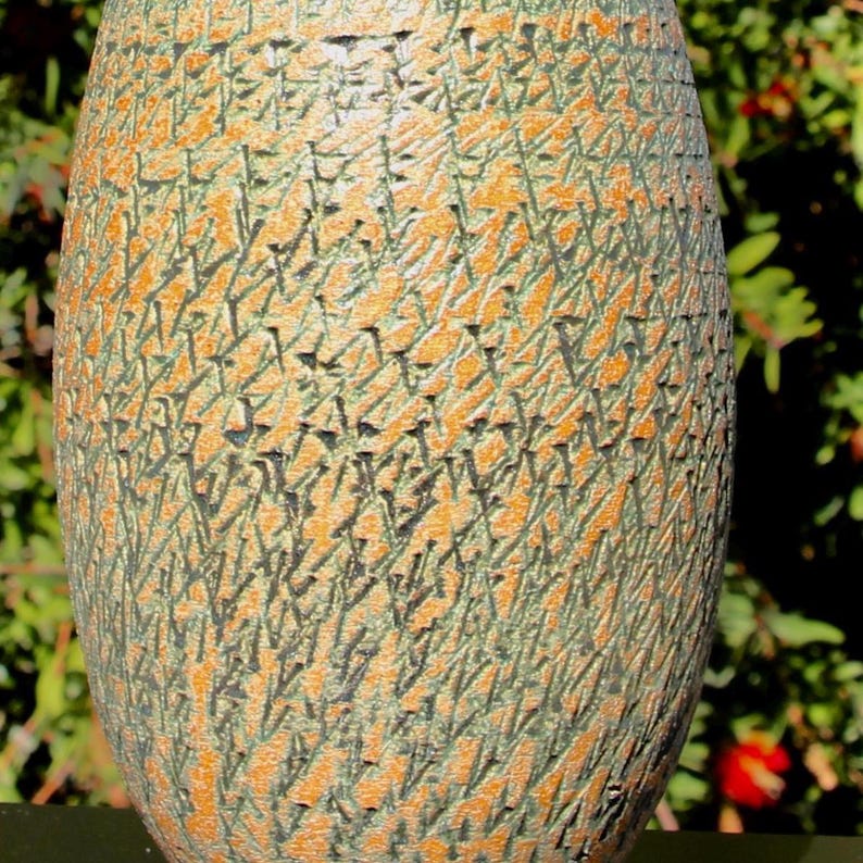 Stoneware Chattered Vase With Ash Glaze. 12 Inches Tall - Etsy