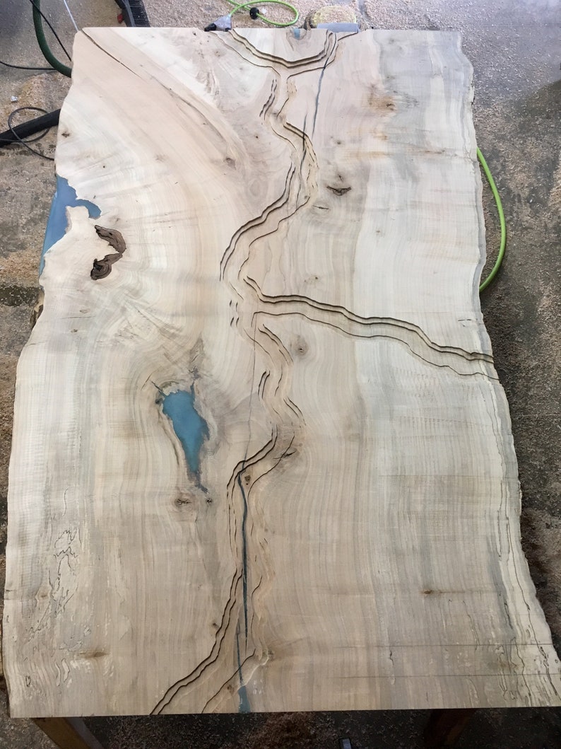 Live Edge Epoxy River Spalted Maple Dining Table Topographic(custom ...