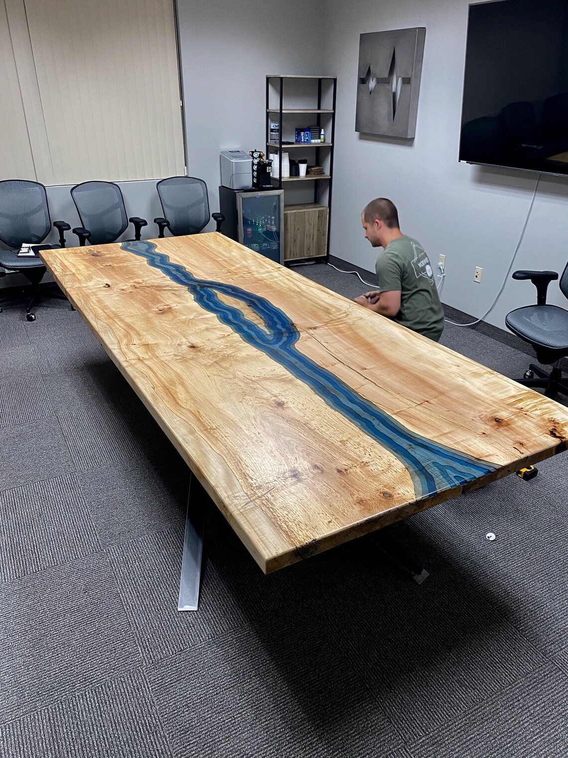 Live Edge Epoxy River Figured Maple Dining Table Topographic(custom ...