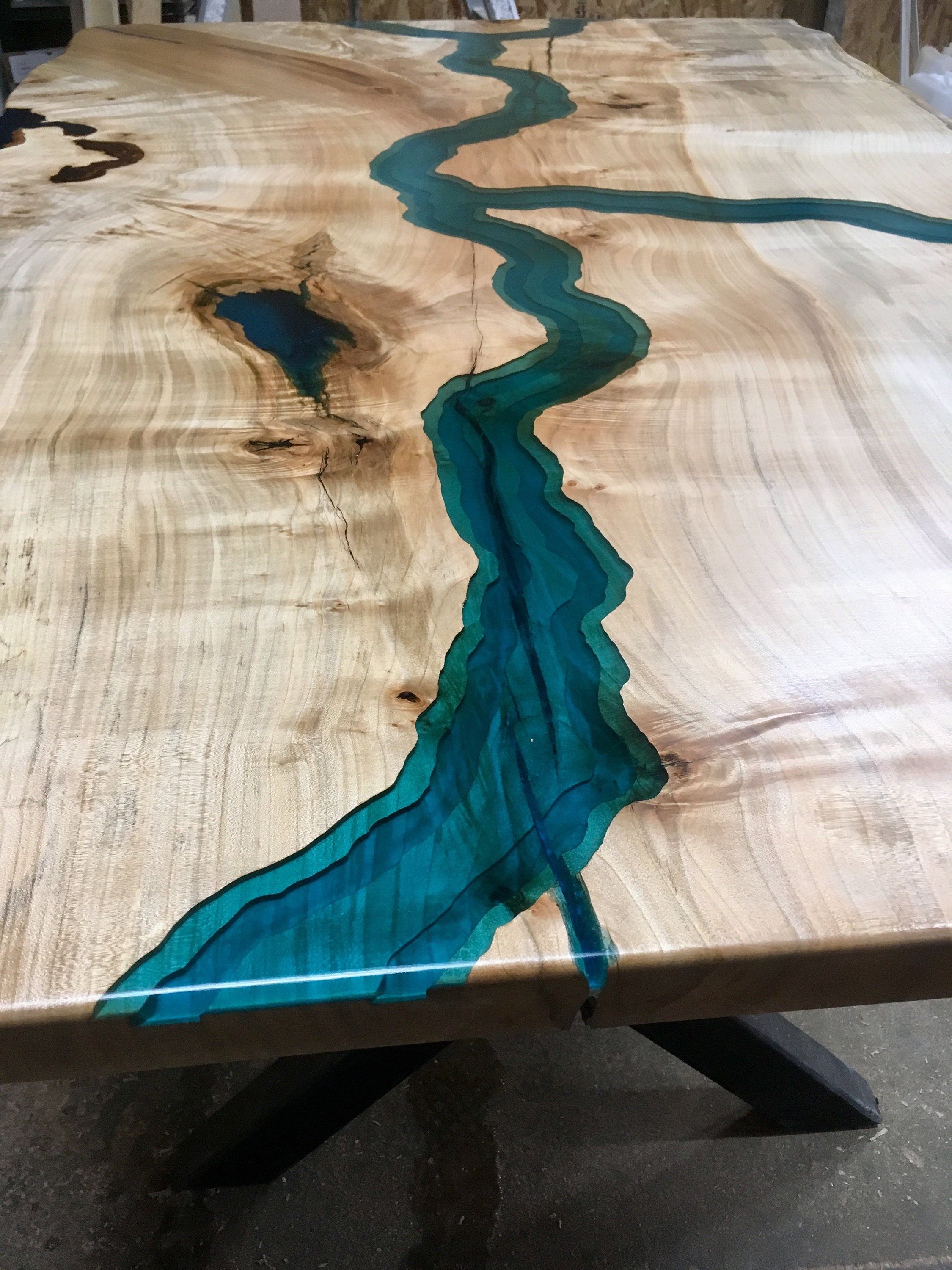 Live Edge Epoxy River Spalted Maple Dining Table Topographic(custom ...