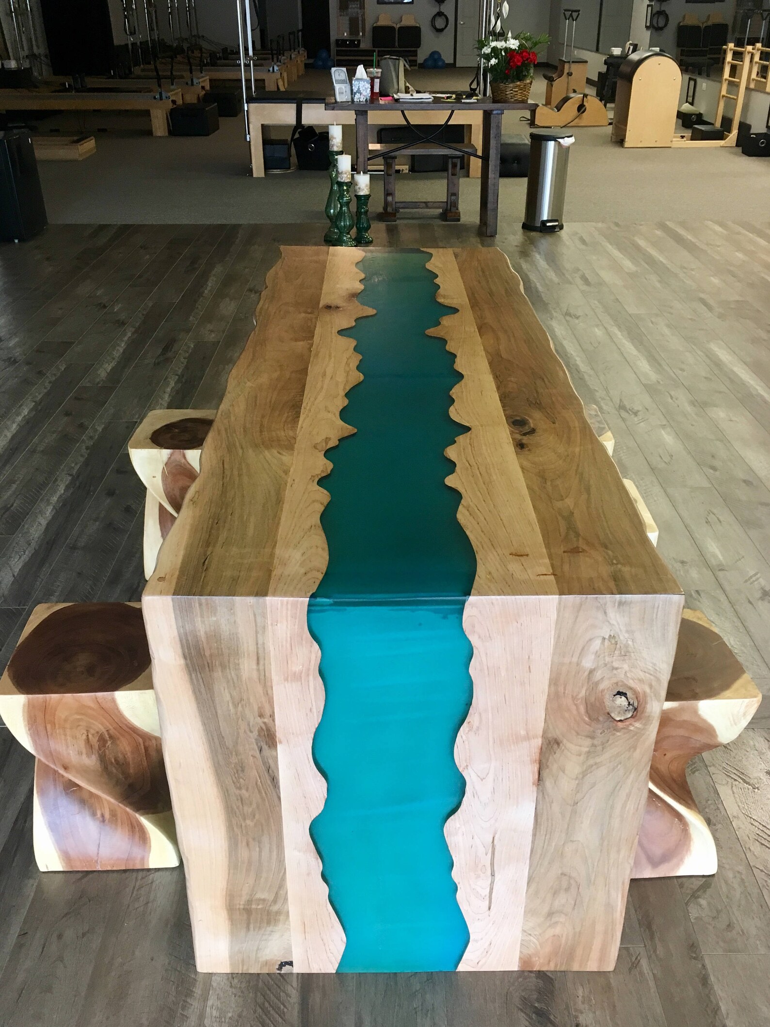 Live Edge Maple Epoxy River Waterfall Edge Community Table - Etsy