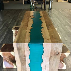 Live Edge Maple Epoxy River Waterfall Edge Community Table - Etsy