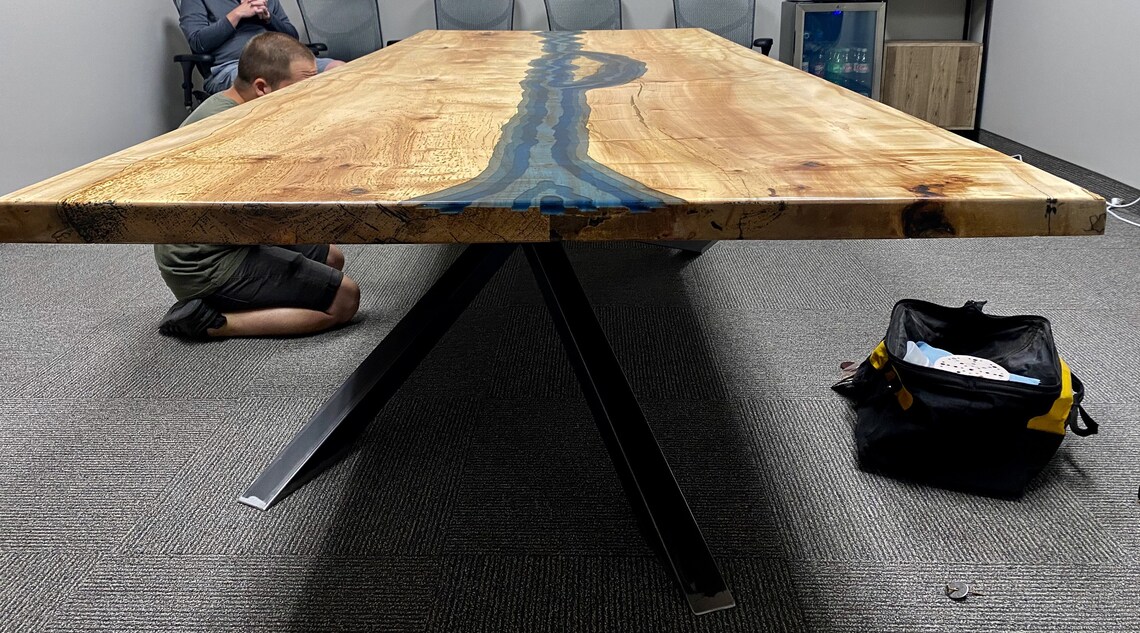Live Edge Epoxy River Figured Maple Dining Table Topographic(custom ...
